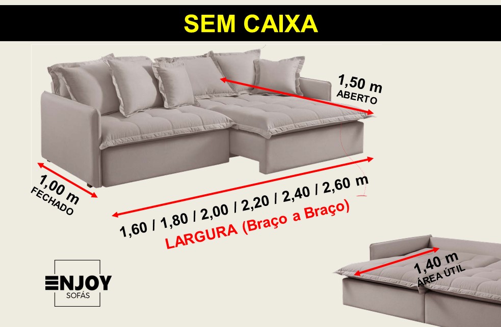 Sofá retrátil sem caixa - Enjoy Sofás